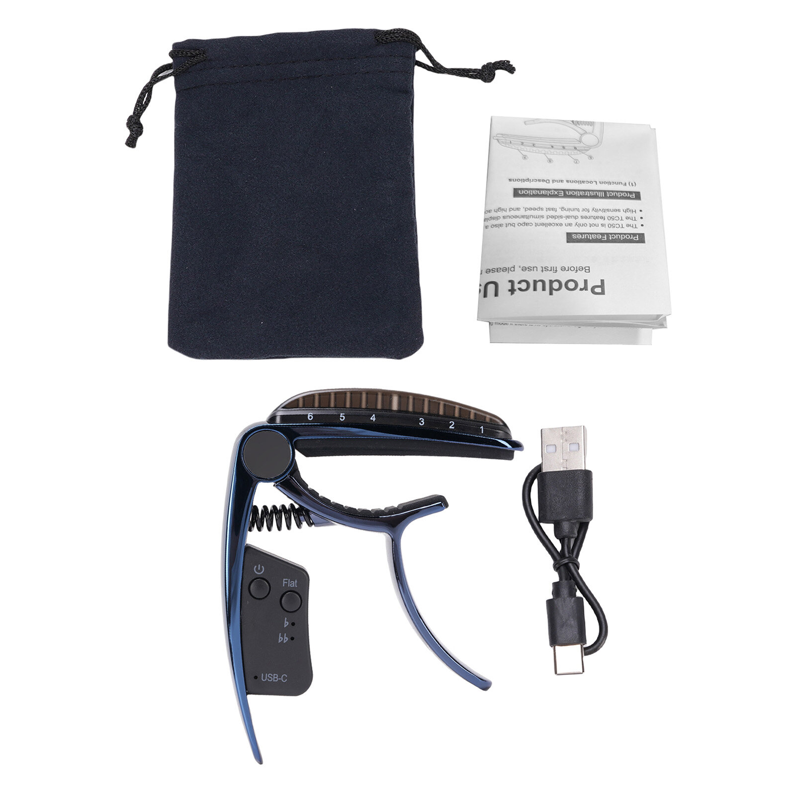 Meideal 2 в 1 гитарный каподастр-тюнер с перезаряжаемым аккумулятором, цинковым сплавом, светодиодным дисплеем, компактный зажим для настройки акустической, классической и бас-гитары, синий