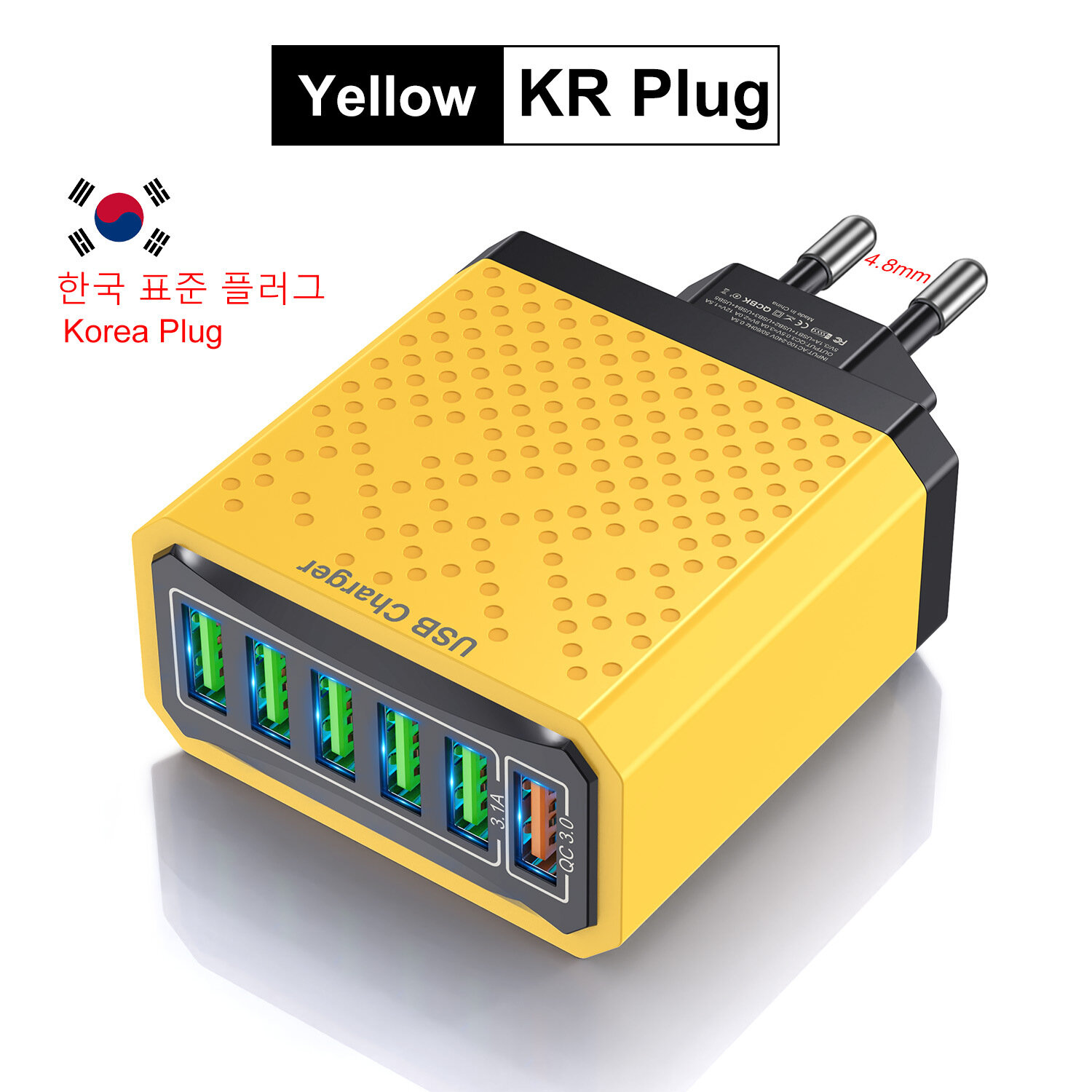 SG Горячая продажа кросс-бордерный источник 6-портовый USB сетчатый QC3.0 зарядник 6-в-1 многофункциональный зарядный головка 5V 3A быстрая зарядка