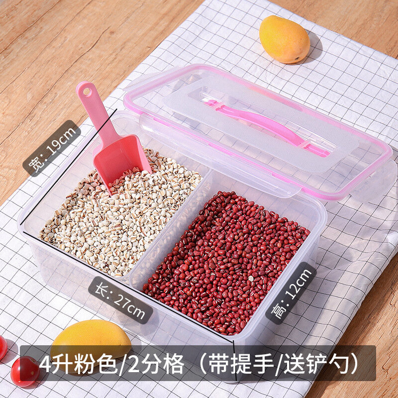 4-литровый портативный контейнер для хранения с большой емкостью, герметичный, пластиковый, прозрачный, для хранения зерна с крышкой
