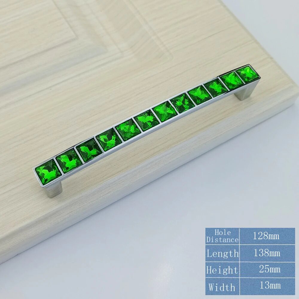 GUJINDA Ручки для шкафов из хрустального стекла темно-зеленые A 128mm