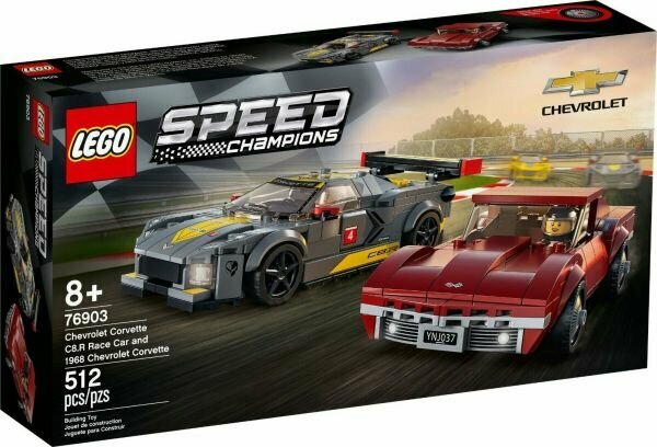 Lego 76903 Speed Champions Chevrolet Corvette C8. R Race Car and 1968 Chevrolet Corvette