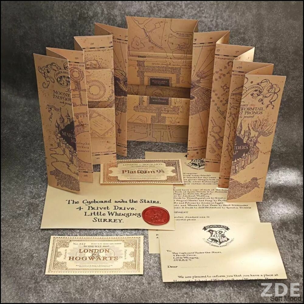 Набор Карт Мародеров, карта Хогвартс, товар Гарри Поттер, Harry Potter, косплей аксессуар, 7шт