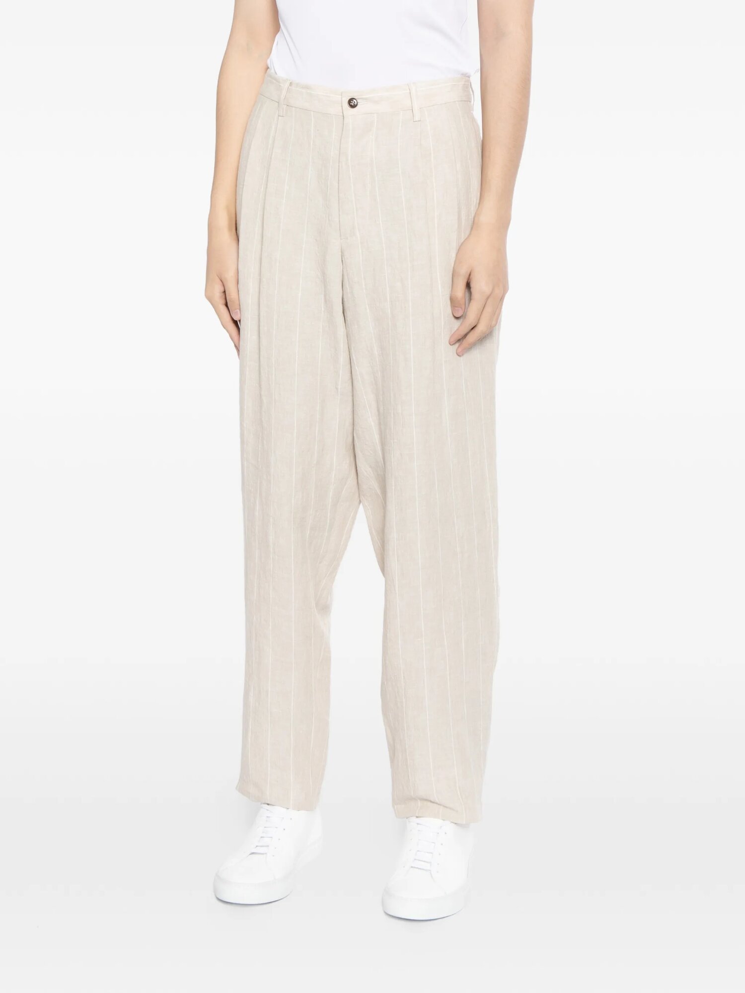 Брюки GIORGIO ARMANI Striped linen trousers, размер 48, разноцветный — фото 1