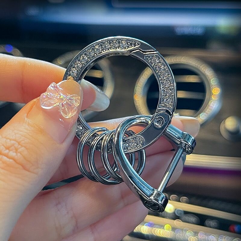 Ключница с инкрустированным алмазом, подвеска для ключей с антипотерянным номером телефона для мужчин и женщин, изысканное украшение для ключей