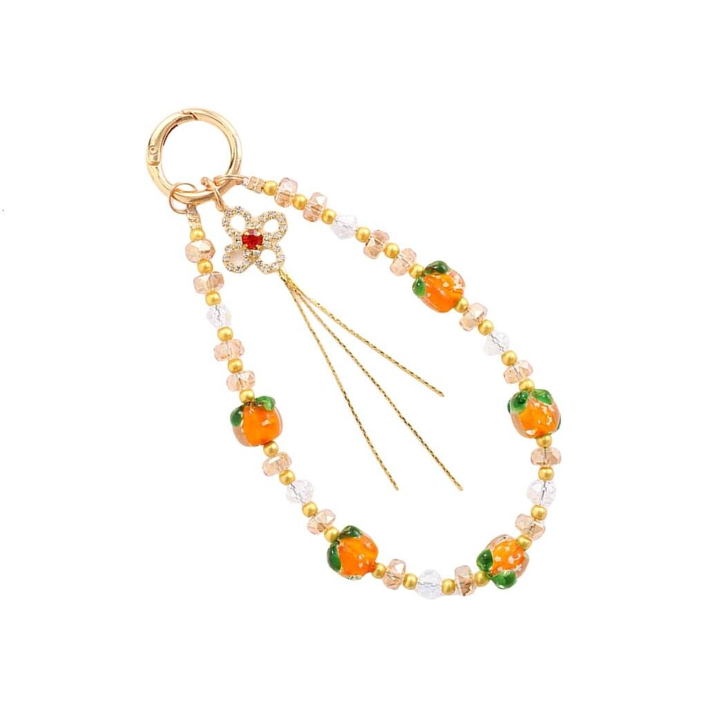Модный браслет-шнурок для телефона с бусинами, Оранжевый