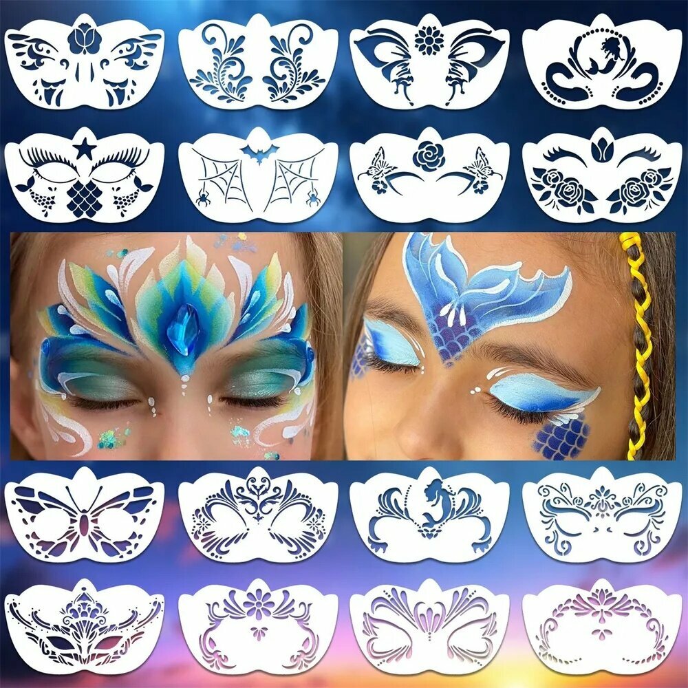 Трафареты для детского аквагрима с прорезями для карнавала и косплея