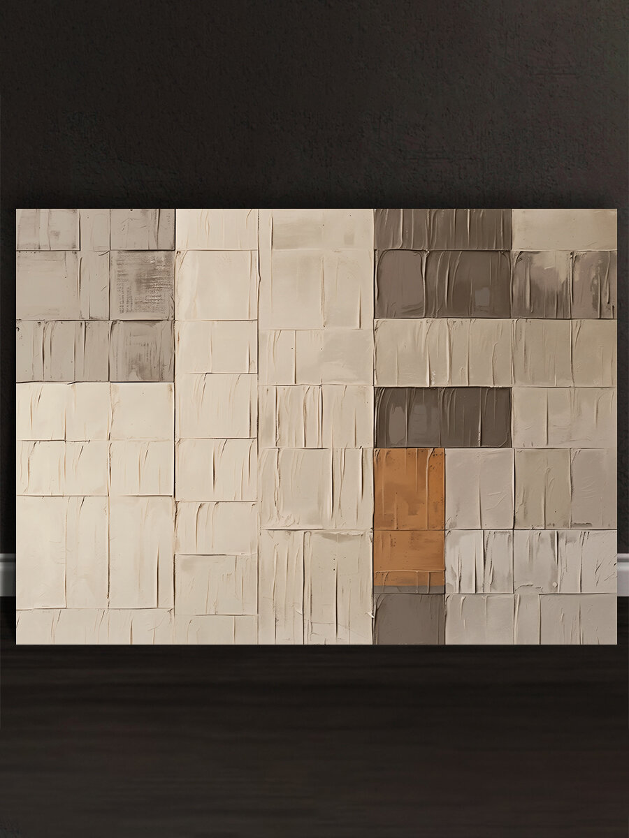 Картина на холсте - "Абстрактный минимализм с эффектом 3D, бетон, штукатурка (картина плоская печать на холсте)" , 30х40 см.