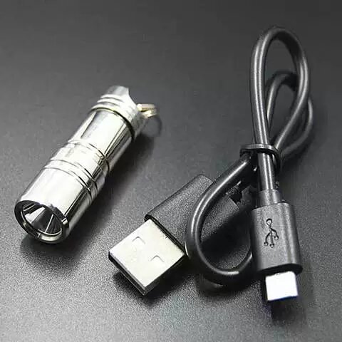 USB-заряжаемый мини-фонарик-брелок EDC для портативного света из нержавеющей стали 3W яркое исполнение (время работы 25