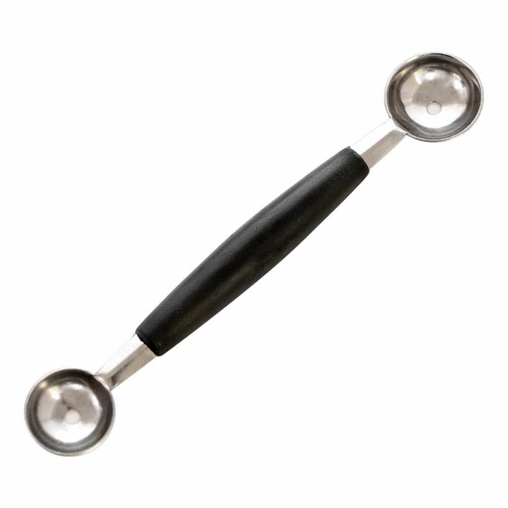 Ложка Двусторонняя Для Выемки Шариков Из Арбуза, Мороженого, Фруктов, 5 Штук, Черный Цвет, Нержавеющая Сталь