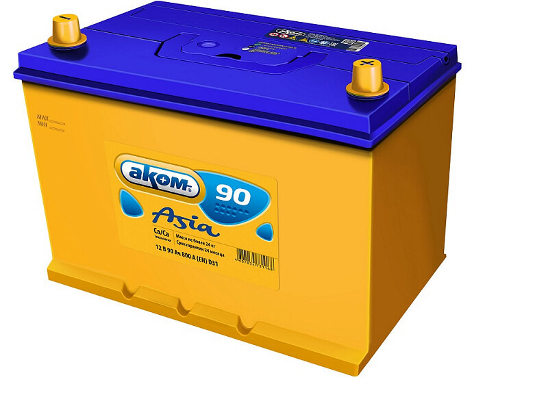 Аккумулятор АКОМ ASIA 90АЧ 800A оп (306X173X225) 105D31 306x173x225