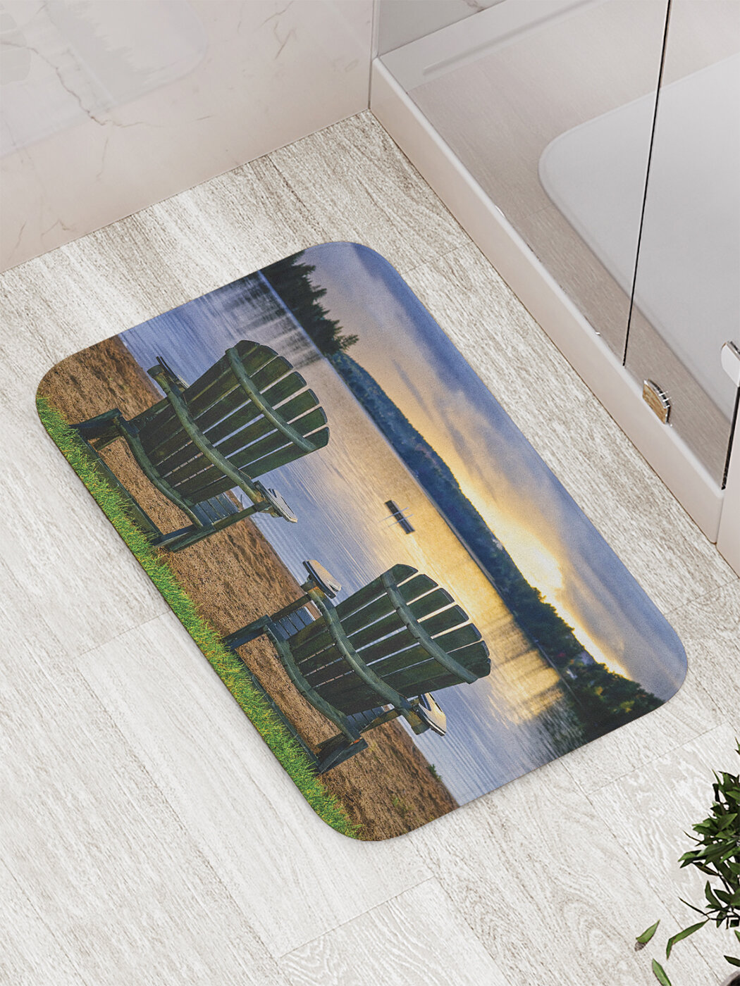 Коврик для ванной комнаты, туалета "Отдых на берегу озера" противоскользящий, 52х77 см, JoyArty