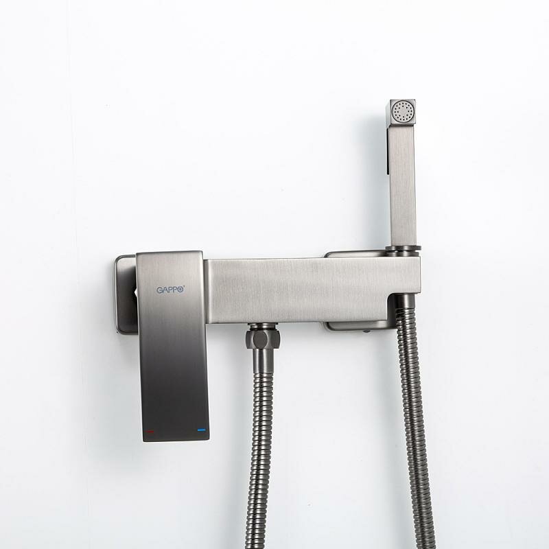 Гигиенический душ с настенным смесителем GAPPO G2007-9 оружейная сталь