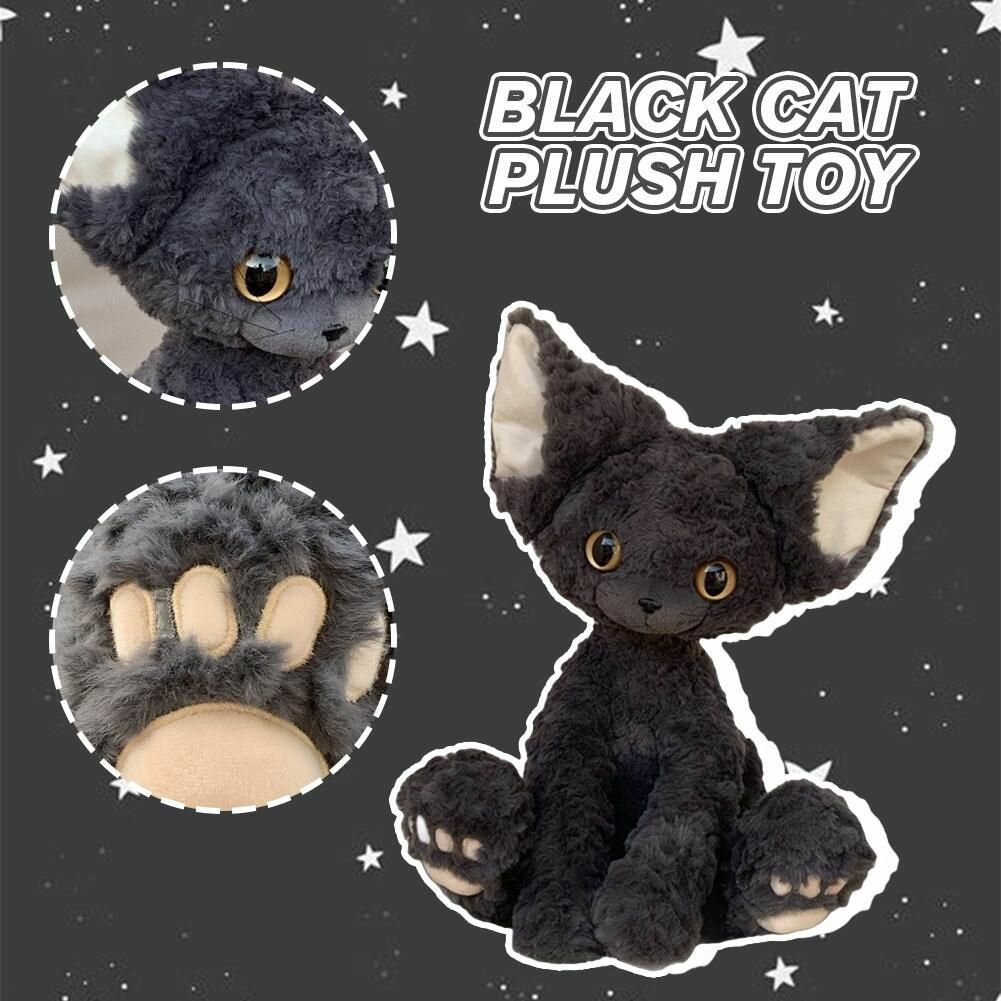 Мягкая игрушка Немецкий кот, кот Девон, 35 см черный