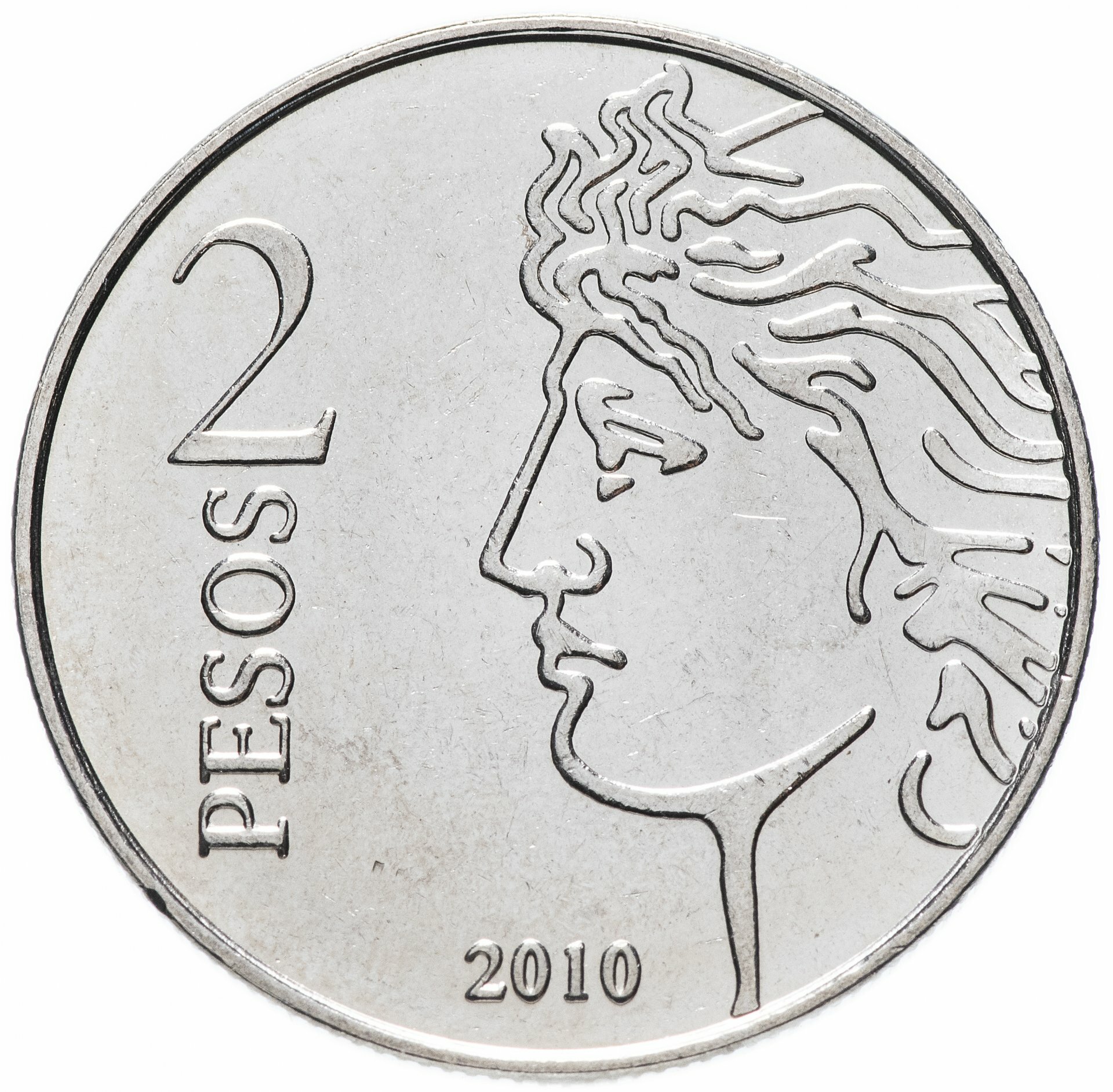 Аргентина 2 песо 2010 "75 лет Центральному Банку", Мельхиор медь-никель, в сохранности UNC