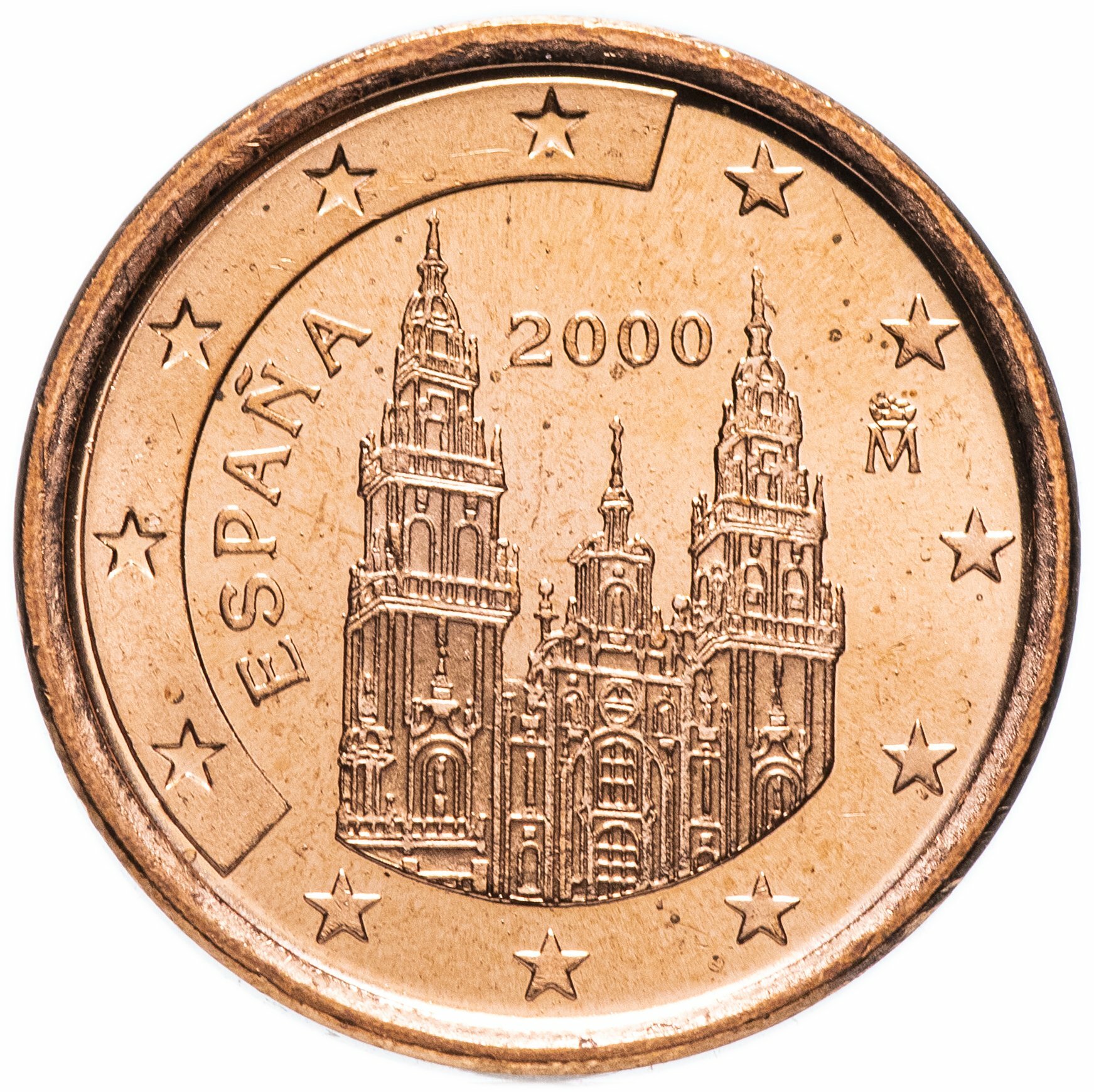 Испания 1 евроцент cent 2000, Сталь, в сохранности UNC