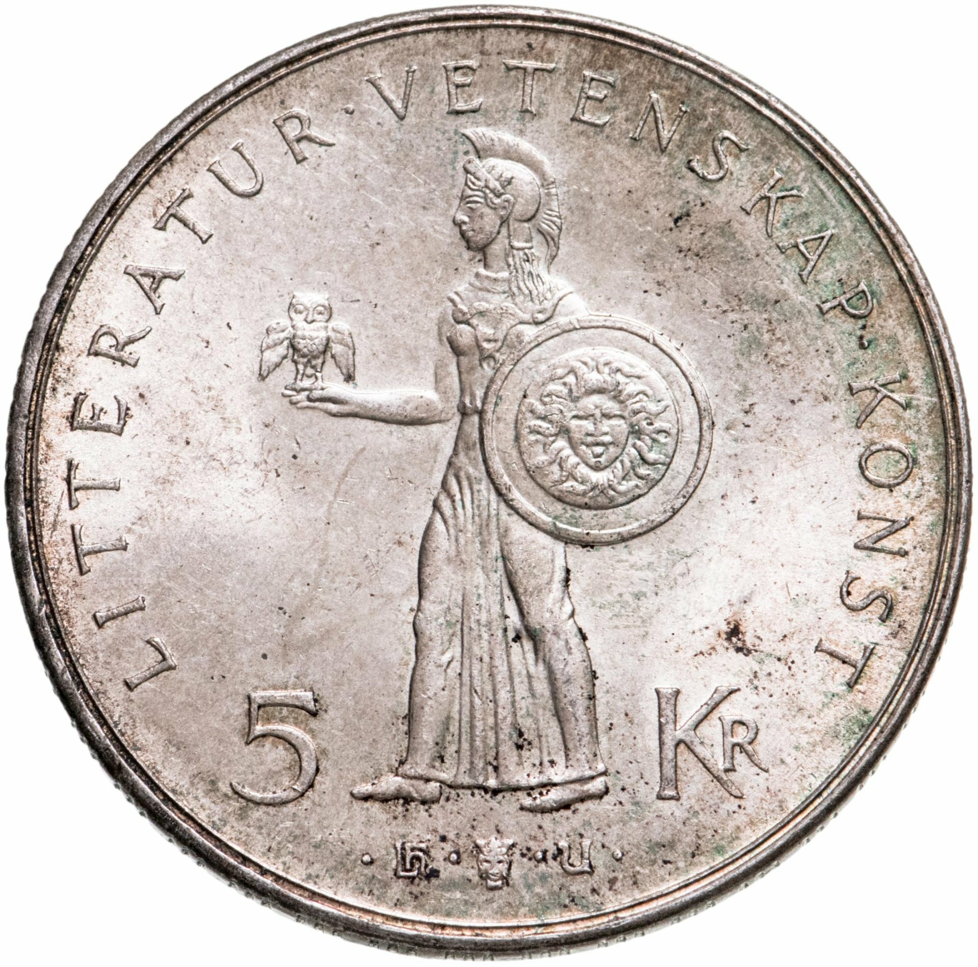 Швеция 5 крон 1962 "80 лет со дня рождения Густава VI Адольфа", Серебро 400, в сохранности UNC