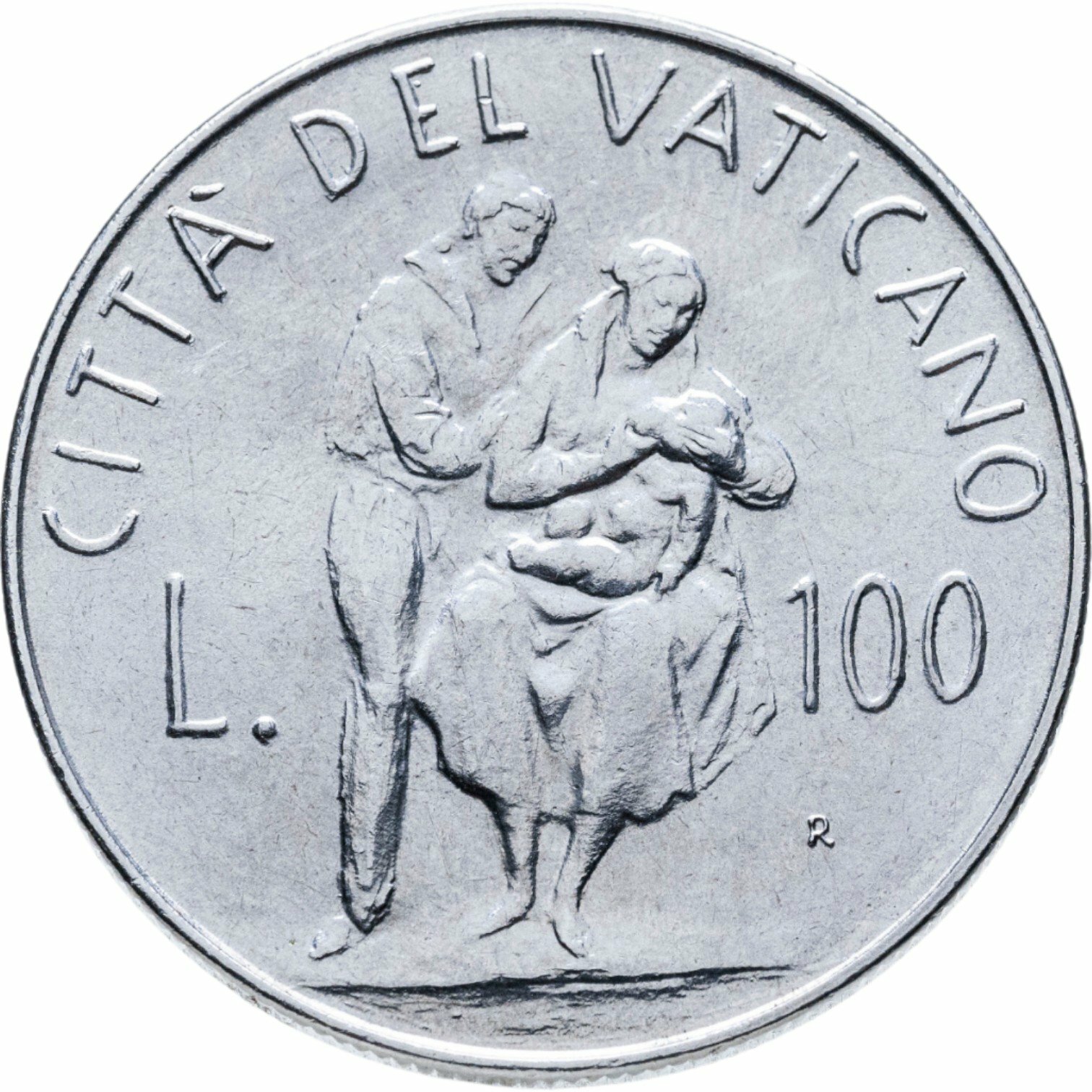 Ватикан 100 лир 1982 "Семья", Сталь, в сохранности UNC