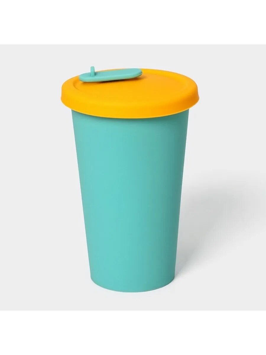 Многоразовый голубой стакан с трубочкой 350 мл