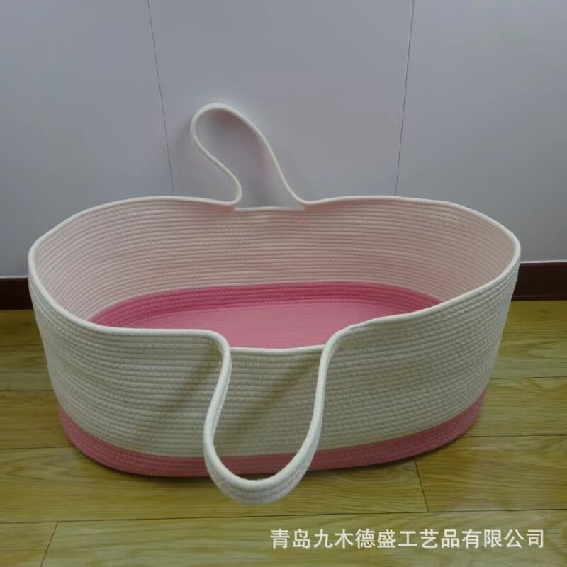 Хлопковая веревочная корзина для младенцев, портативная ручная колыбель, корзина для новорожденных, спальное место для младенцев
