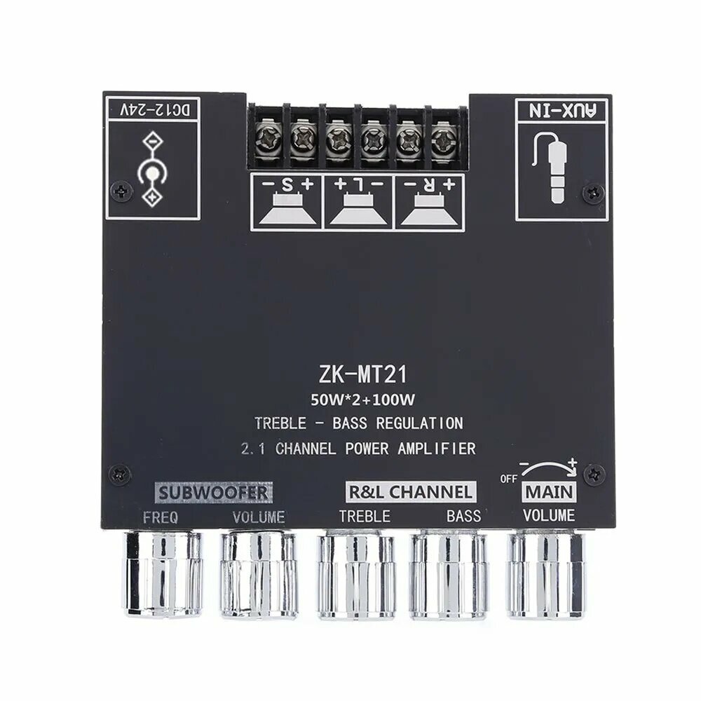 Цифровой усилитель мощности ZK-MT21 2.1 канала с Bluetooth 5.0, выходная мощность 2 50 Вт + 100 Вт