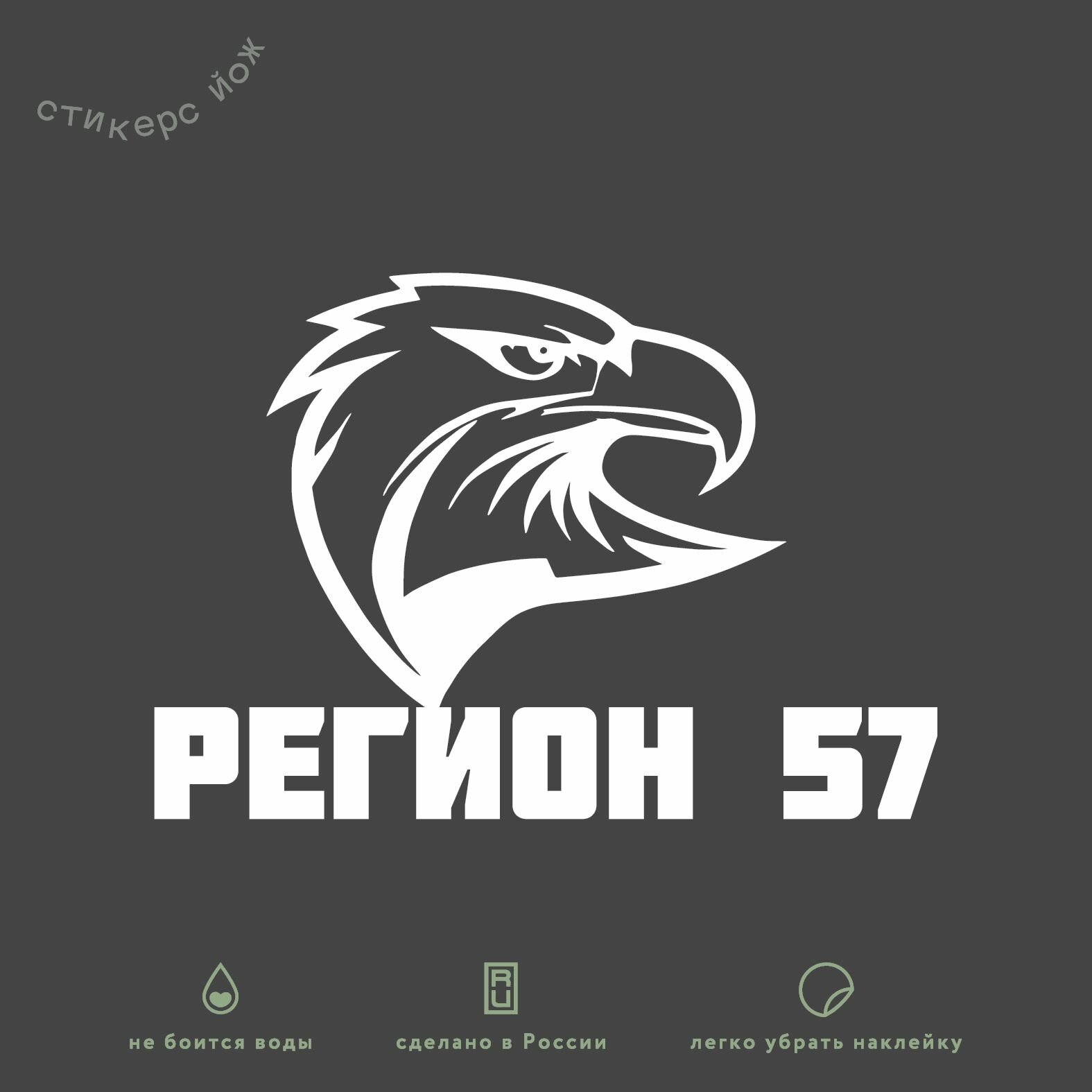 Наклейка "57 регион / город Орел" 14х10 см