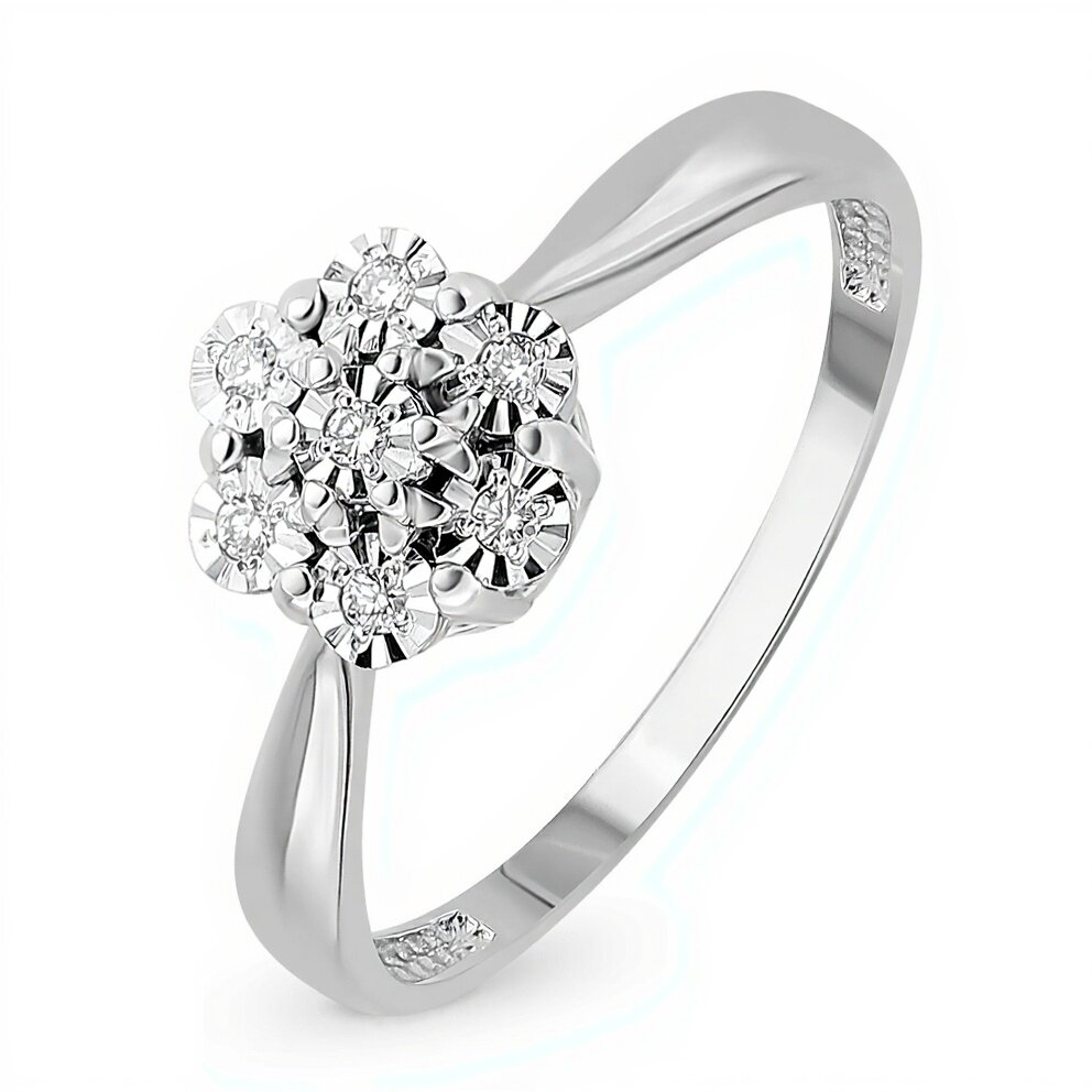 Кольцо, белое золото, 585 проба, родирование, бриллиант