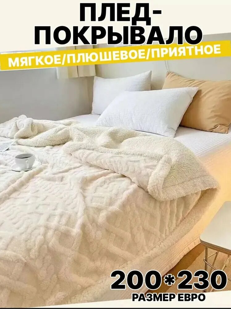 Плед фактурный , Кашемир, Микровелюр, 230 см х 200 см