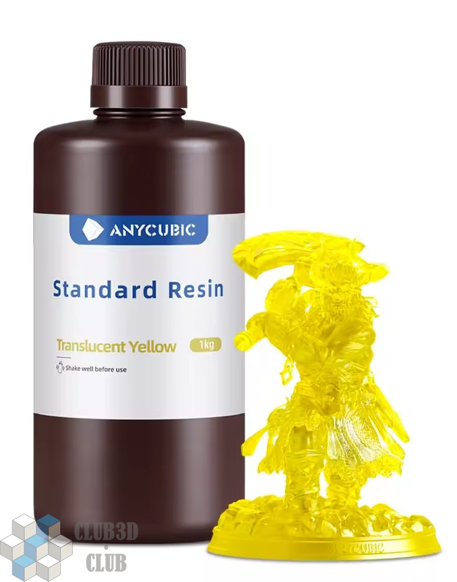 Фотополимерная смола Anycubic Basic Standart Colored UV Resin для 3D принтера 405нм Желтый (Translucent Yellow) 1 литр