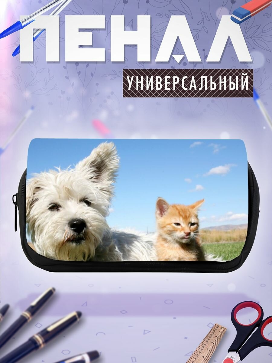 Школьный пенал пес кот