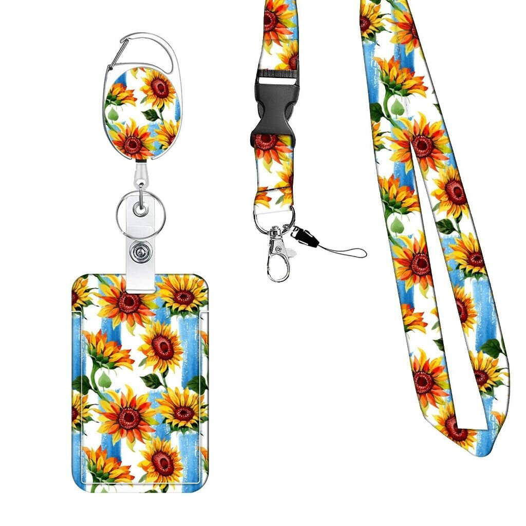 Выдвижной держатель бейджика, катушки с держателем именной карточки, Цветочный принт