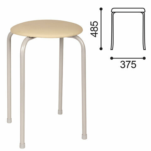 2 шт. Табурет РС01-Т011В, серебристый каркас, кожзам бежевый, РС01-Т011В-506-