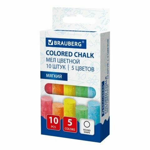 24 шт. Мел цветной круглый мягкий, комплект 10 штук, BRAUBERG, 272767