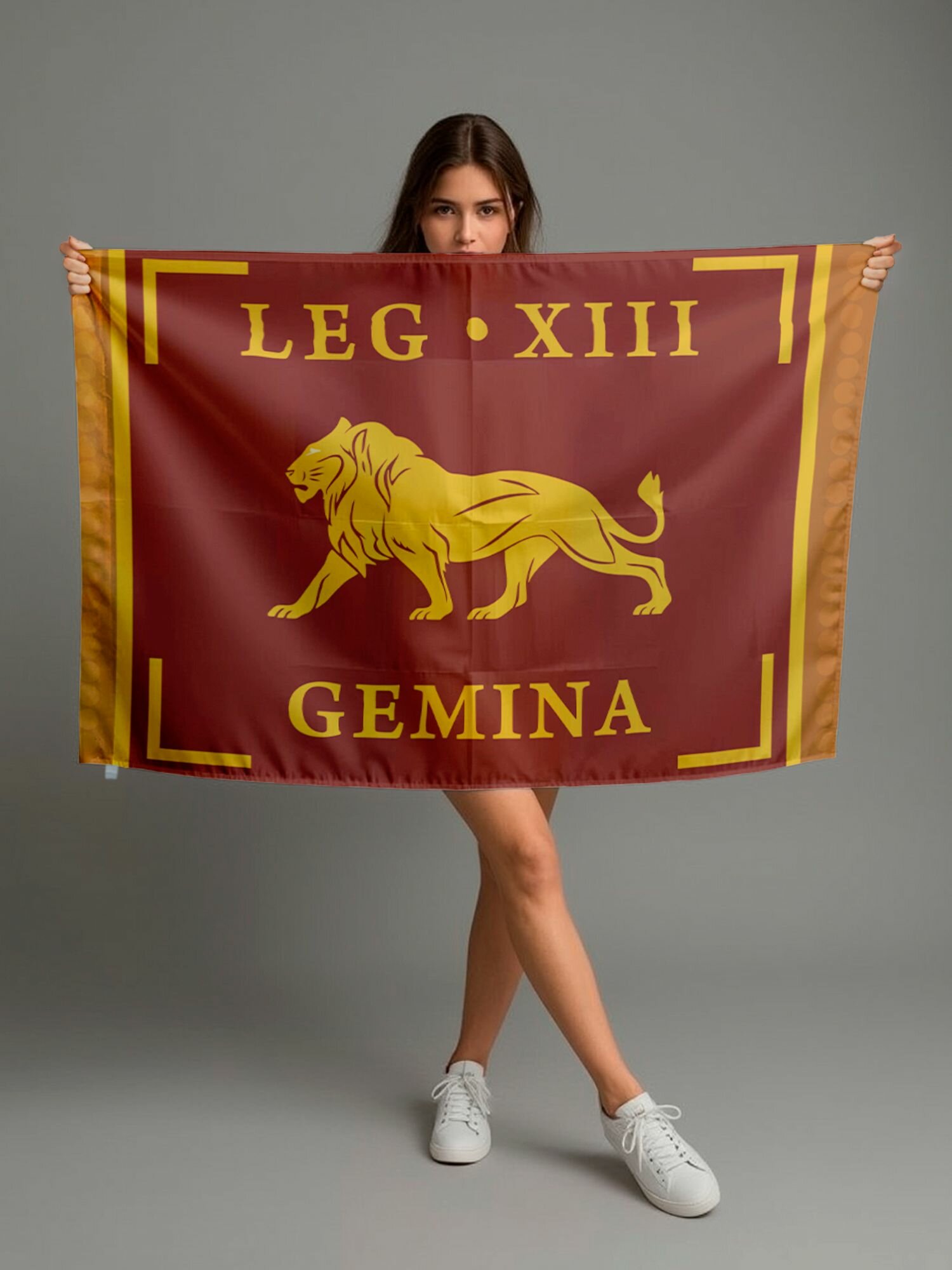 Флаг 13 Тринадцатого легиона Римской империи, 70х105 см на шёлке для ручного древка