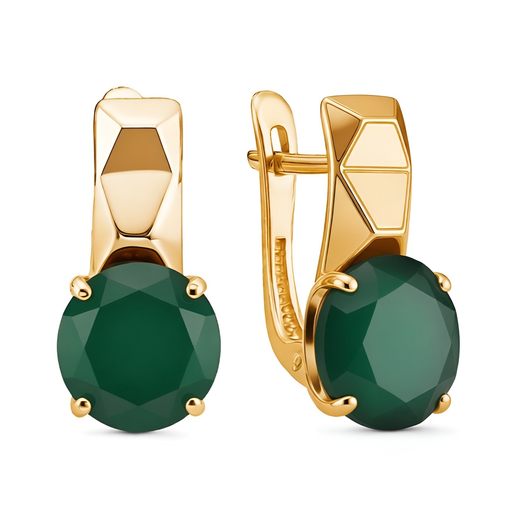 Серьги Яхонт, золото, 585 проба, оникс