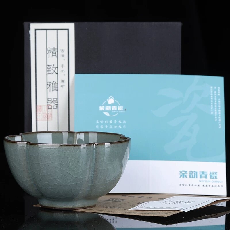 Чайная чашка из селадона для домашнего использования, мастерская чашка из керамики Ge Kiln (ти) в стиле Iron Tei,