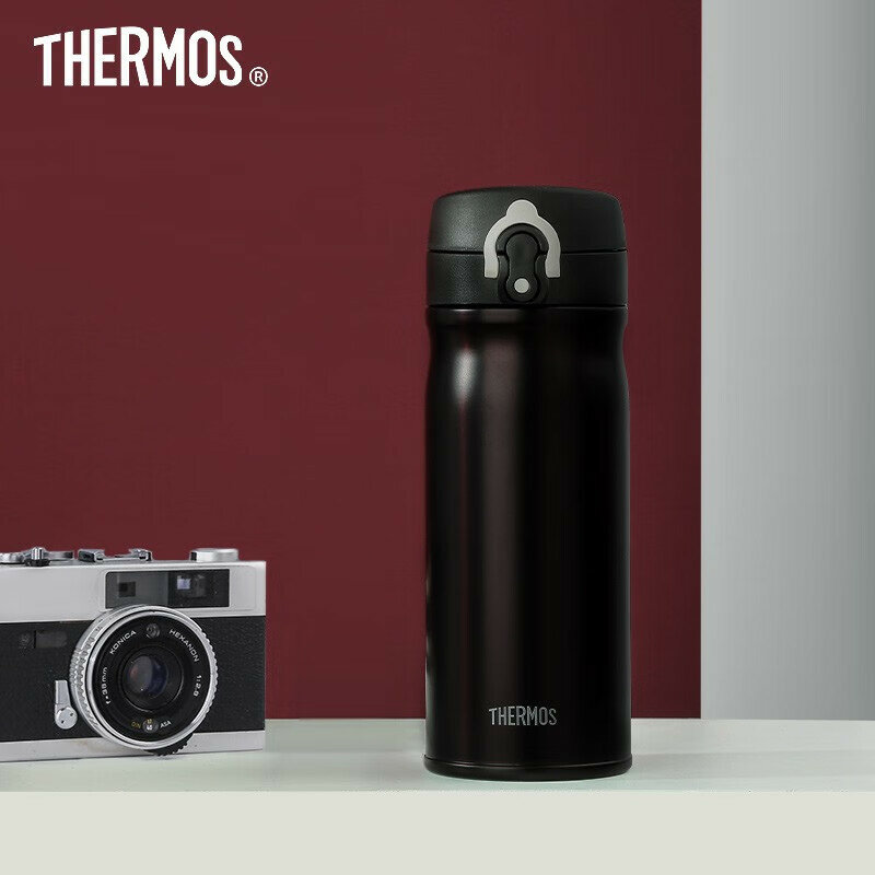 Thermos Вакуумный нержавеющий стальной термос с толчковой крышкой легкий переносной стакан TCMB-400 Черный