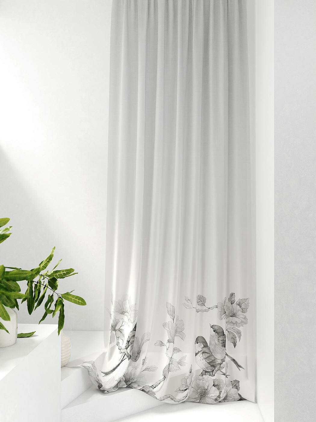 Штора для спальни и гостиной готовая 150x260 см с рисунком (589069-260)