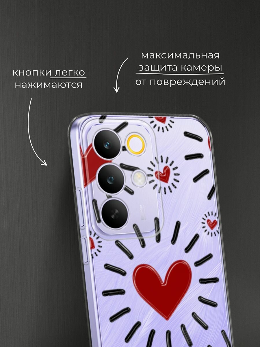 Силиконовый чехол на Realme C85 Pro / Реалми C85 Про с принтом Бордовые сердца паттерн — фото 1