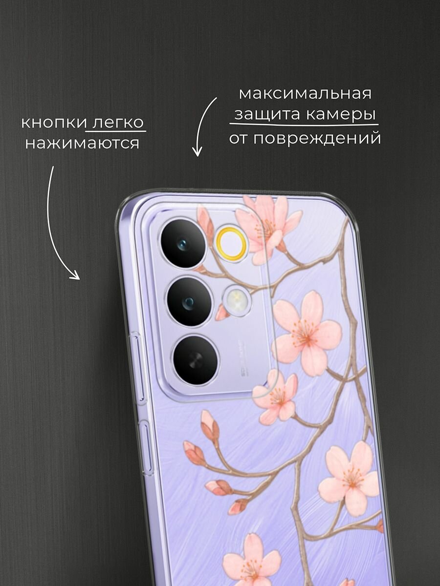 Силиконовый чехол на Realme C85 / Реалми C85 с принтом Веточка распускающейся сакуры 2 — фото 1