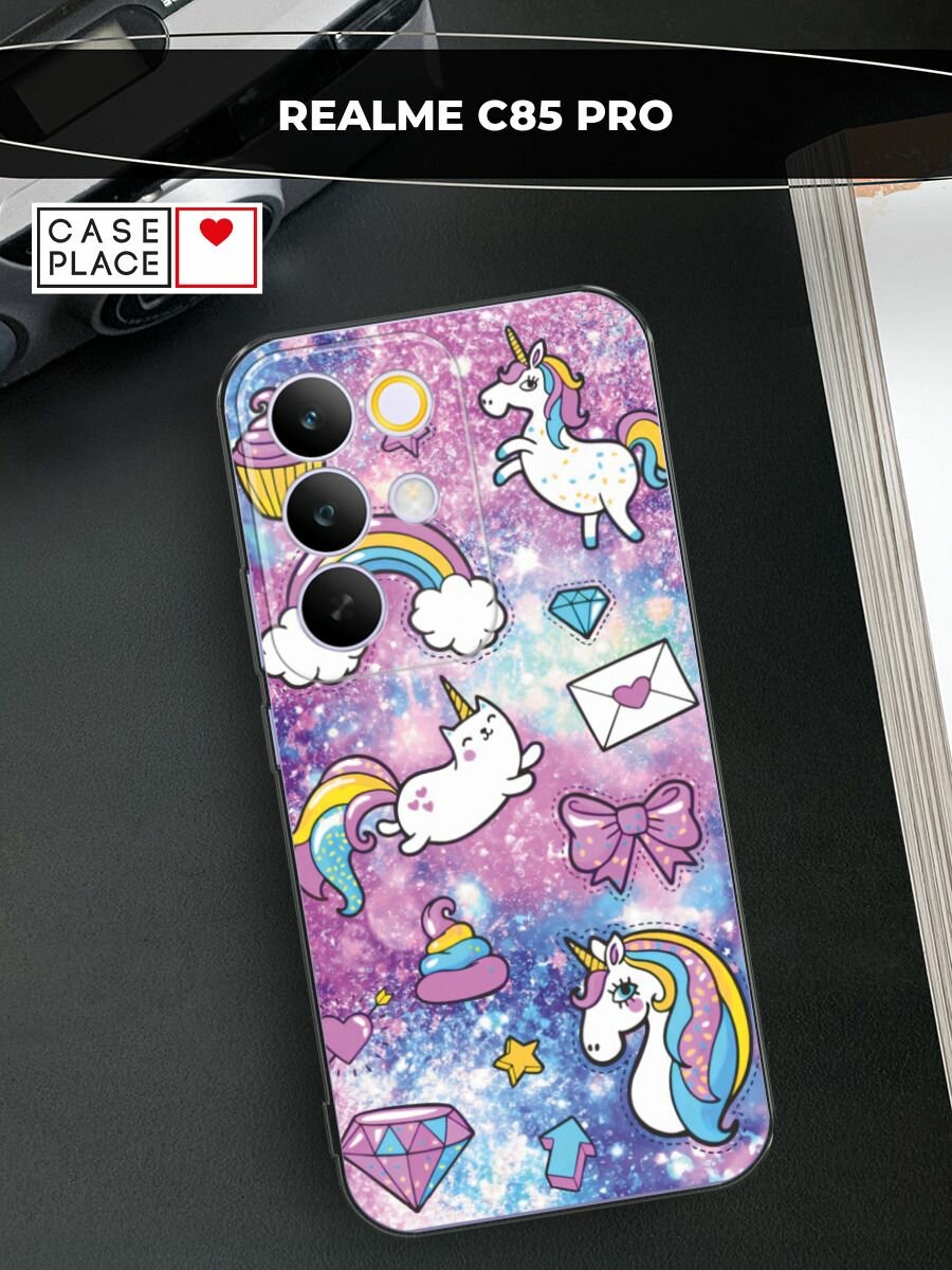 Чехол на Realme C85 Pro / Реалми C85 Про с принтом Rainbow doodles