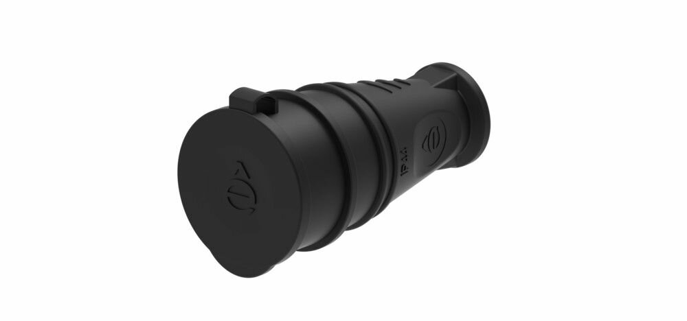 Розетка кабельная Systeme Electric 2К+З, каучуковая, 16А-250В, IP44, черная, MultiSet