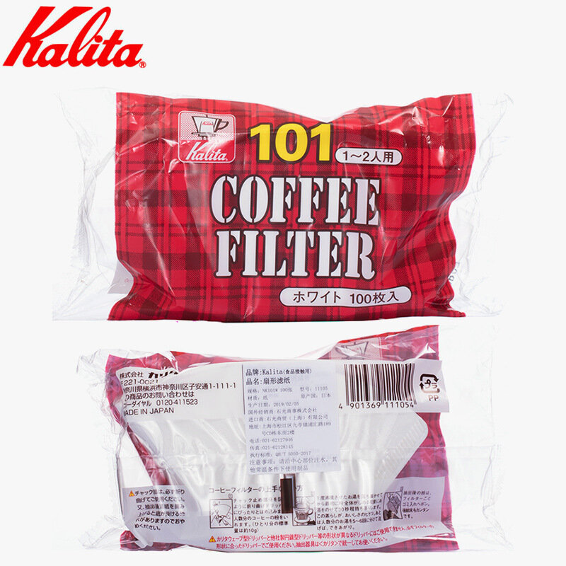 Японская оригинальная фильтровальная бумага для кофе Kalita Pour Over 101/102, веерообразная фильтровальная бумага, отбеленного цвета, 100 листов