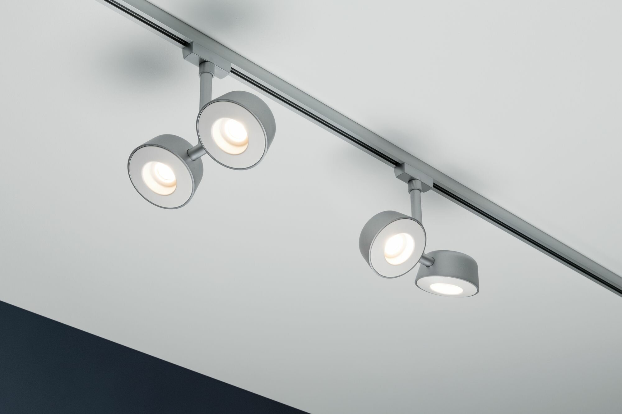 Светильник трековый Paulmann URail Double Pellet 2х6.7Вт 2х240Лм 2700К LED 230В Хром матовый/Белый Диммируемый 95471.