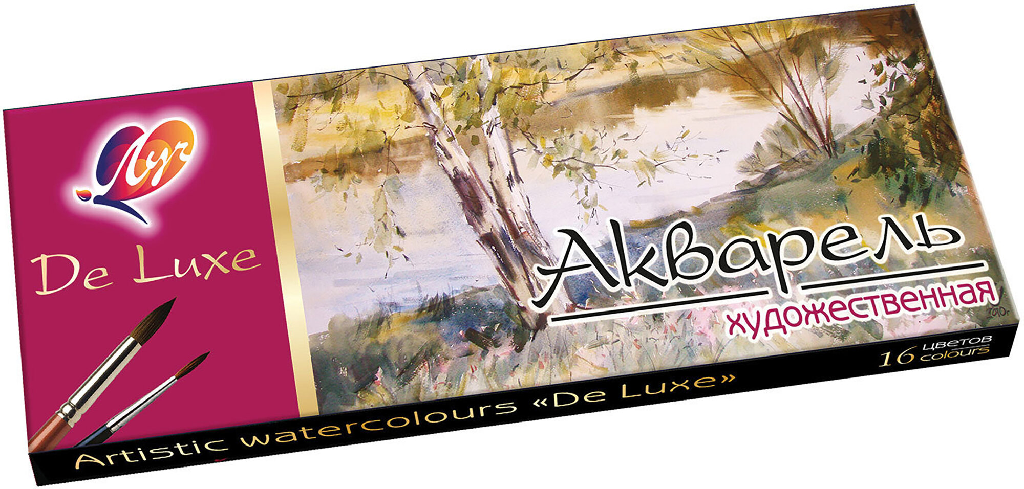 Краски акварельные медовые Люкс, 16 цветов, в ассортименте