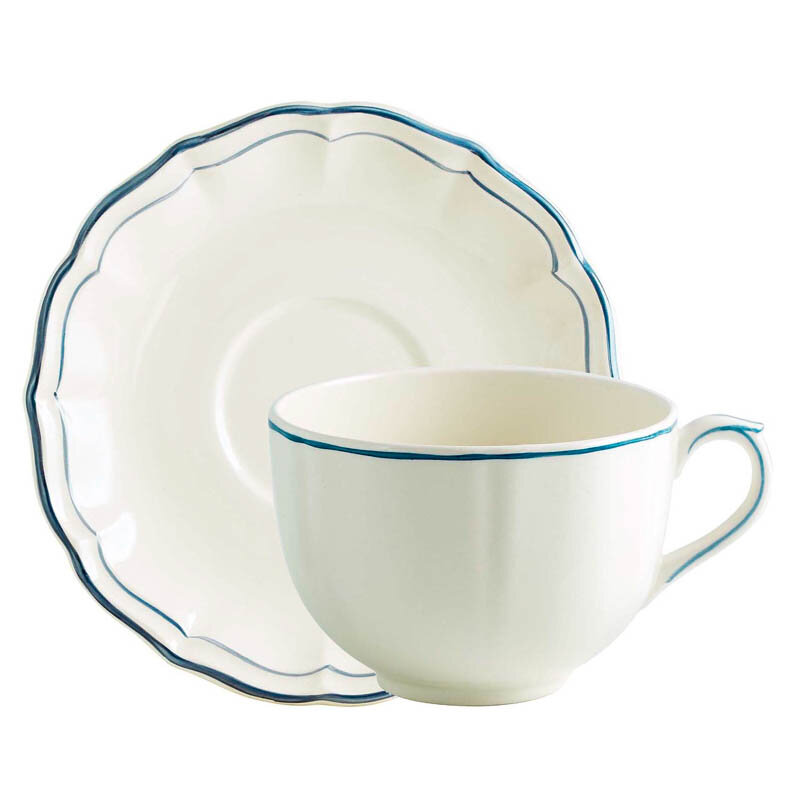 Чашка с блюдцем фаянсовая Gien Acapulco, 450 мл, глазурь, Франция