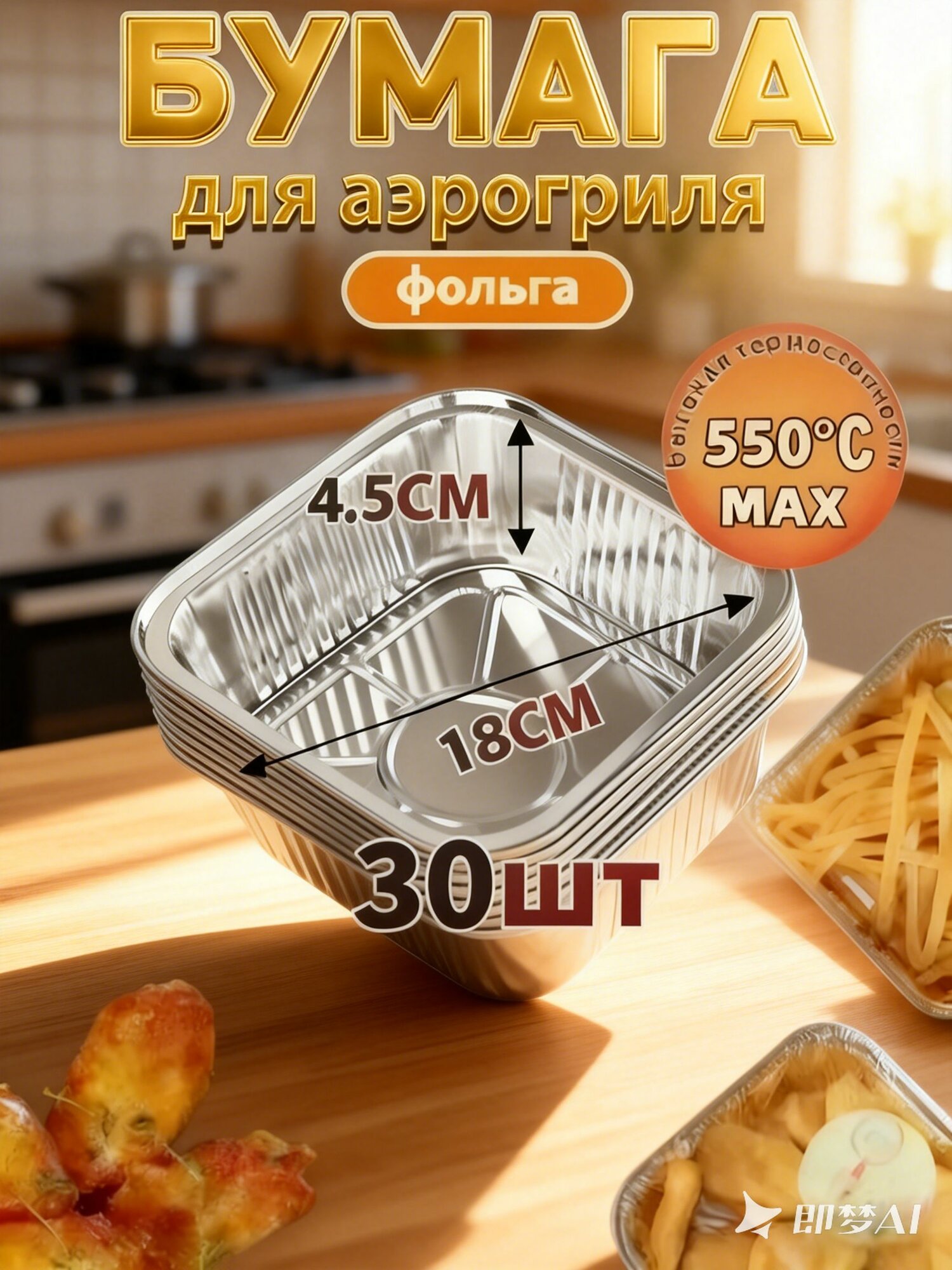 Бумага пищевая, 0.18м х 18 см, 30 шт