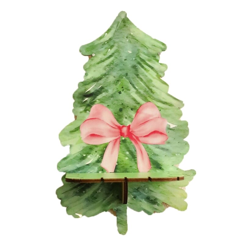 Деревянные Органайзеры для Рождественской Елки Настенная Полка с Рисунком Бантиков Плавающие Полки