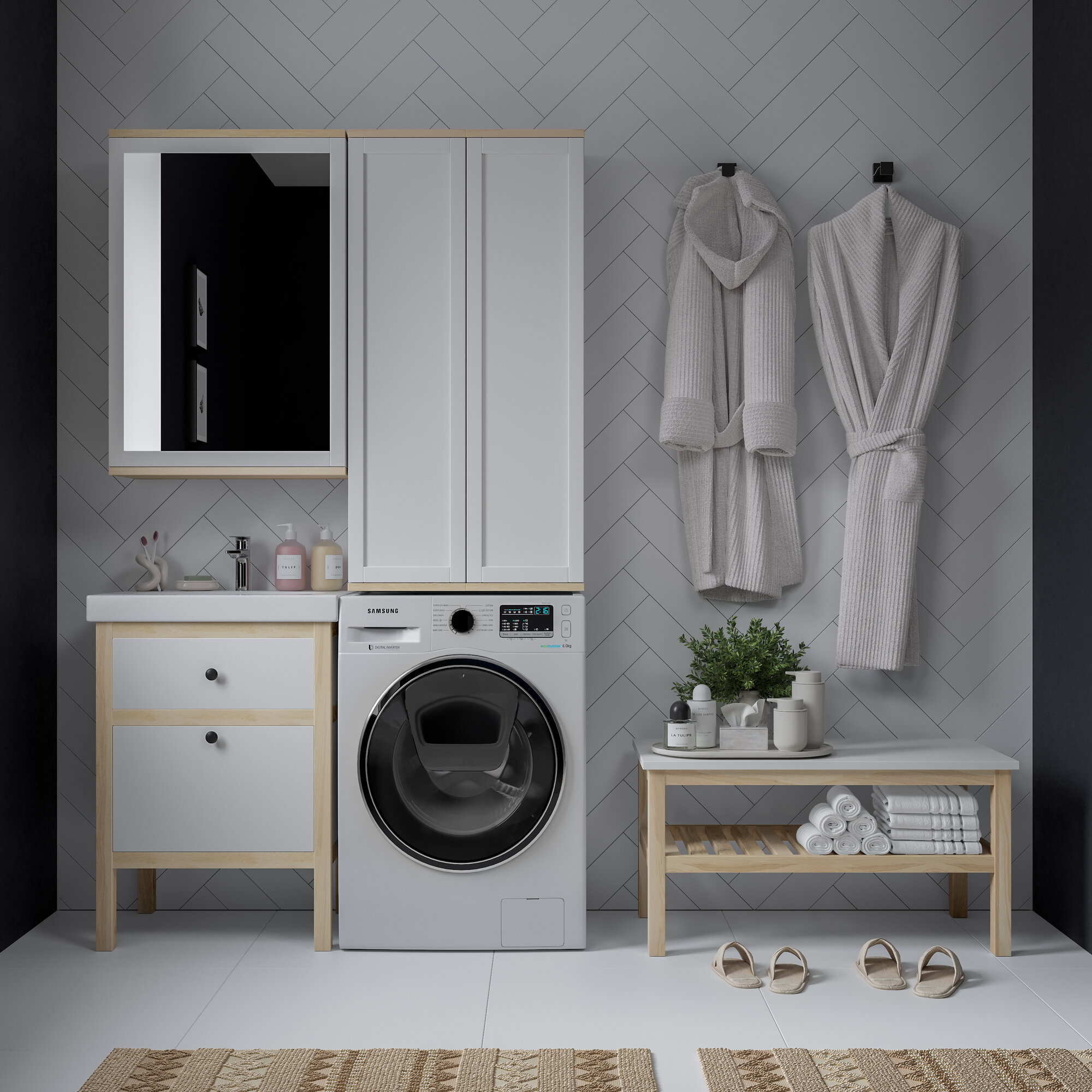 Шкаф закрытый малый 300х676х270 (ШхВхГ) корпус массив ясеня фасады эмаль