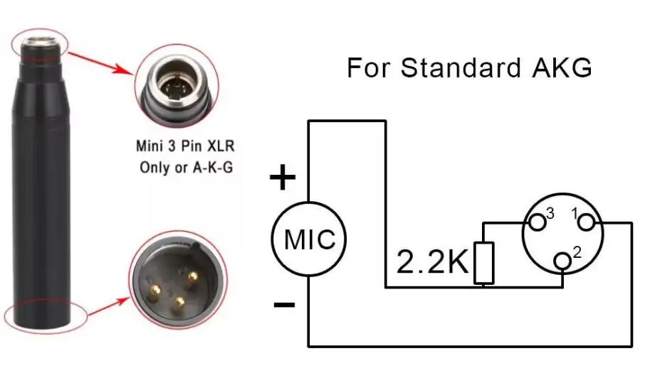 Адаптер фантомного питания 48В для AKG микрофонов, 3pin