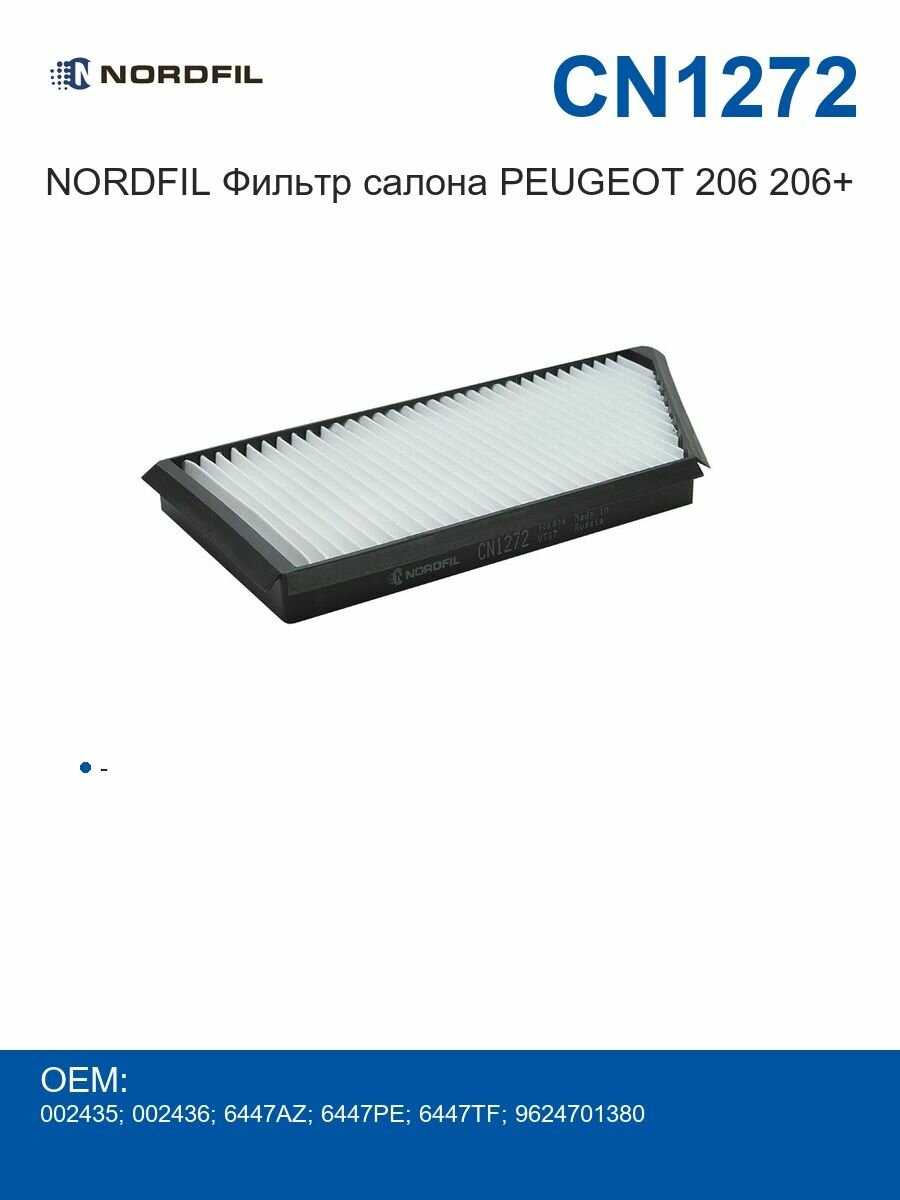 NORDFIL Фильтр салона PEUGEOT 206 206+